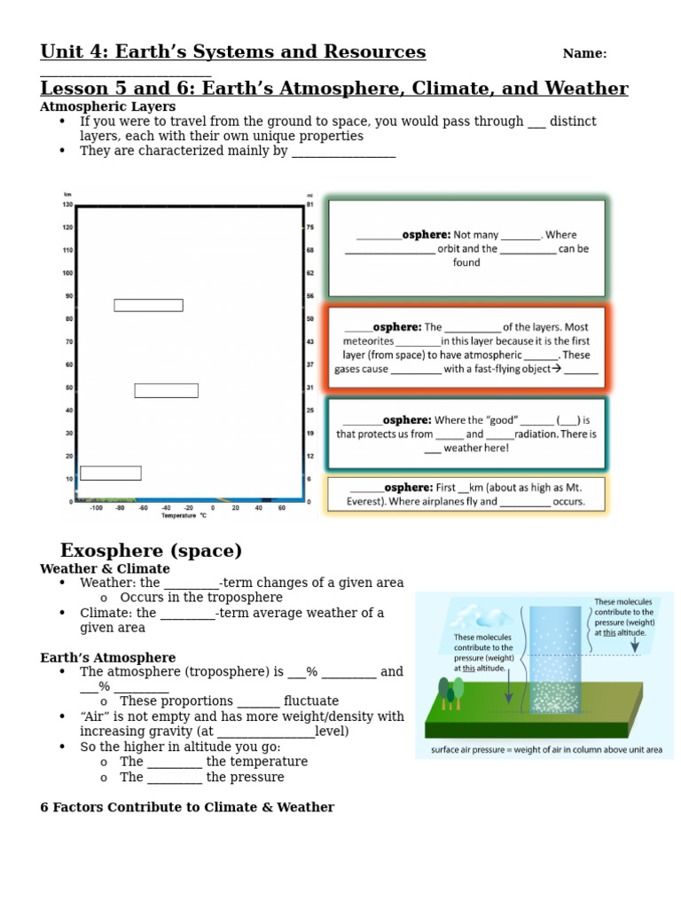 Earths Atmosphere Weather and Climate - Guided Notes - Blanks | PDF ...