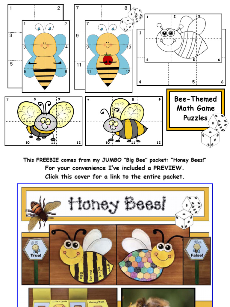 Bee Themed Math Game Puzzles | PDF | Bees | Beekeeping