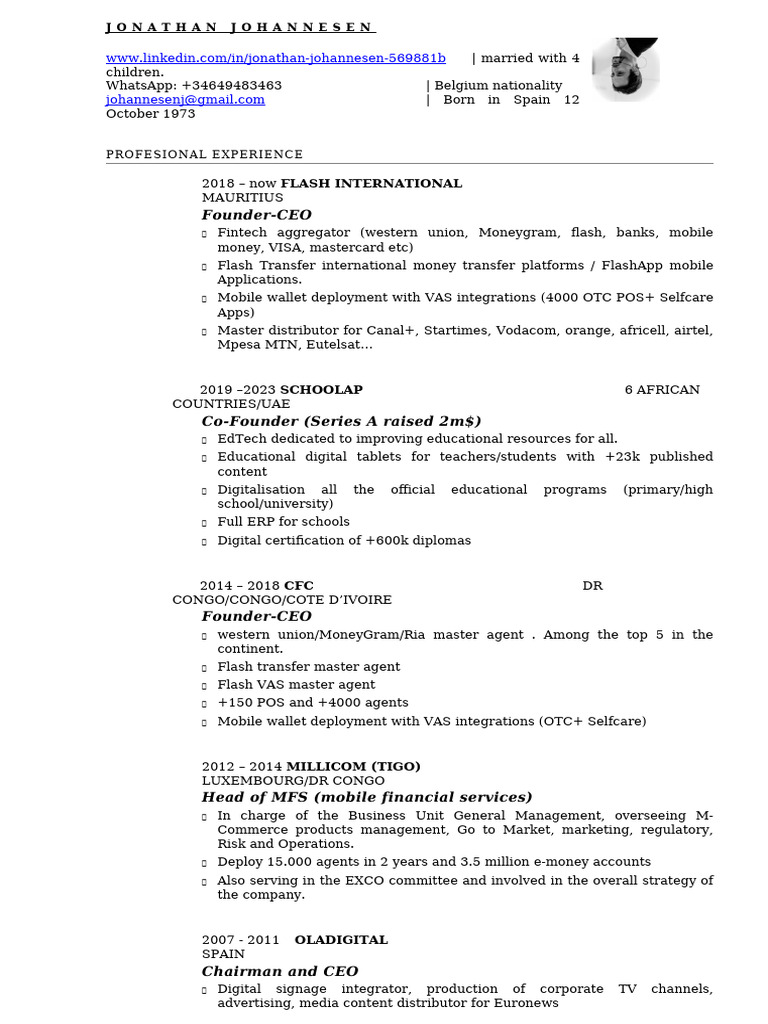 Curriculum Vitæ Jonathan En.6 | PDF