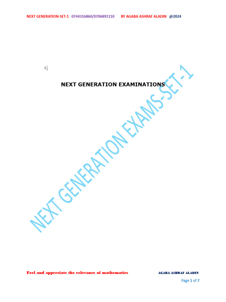 NEXT GENERATION MATH SET-1 | PDF | Income