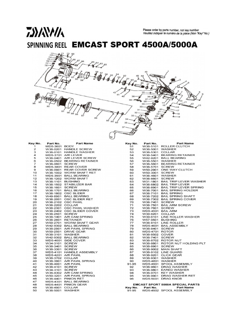 Despiece Reel DAIWA Emcast Plus 5000 A | PDF