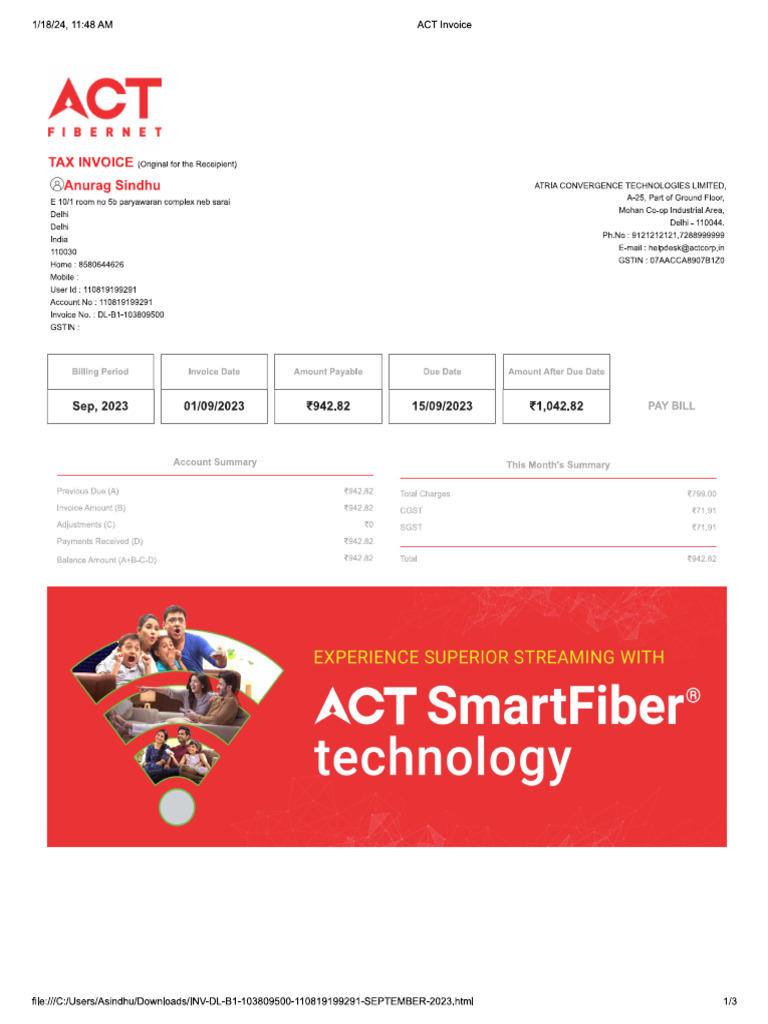 September Invoice | PDF