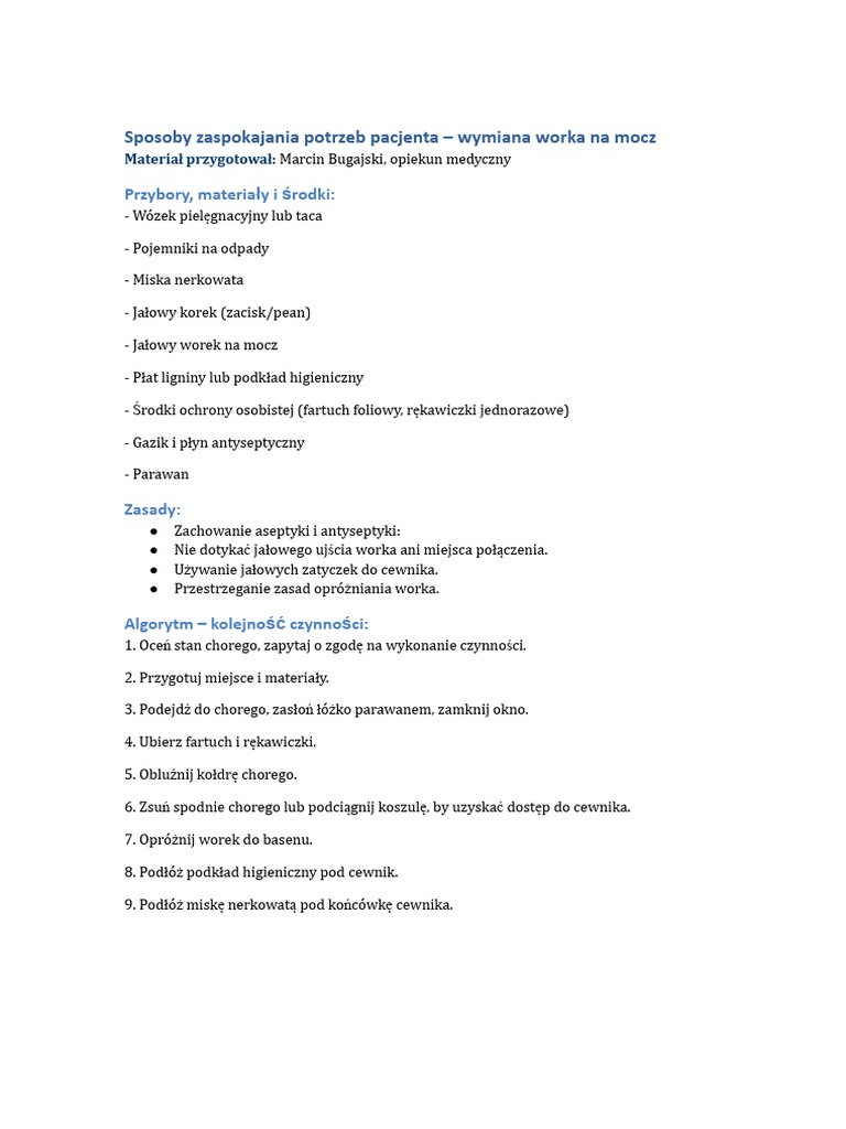 Wymiana Worka Na Mocz | PDF
