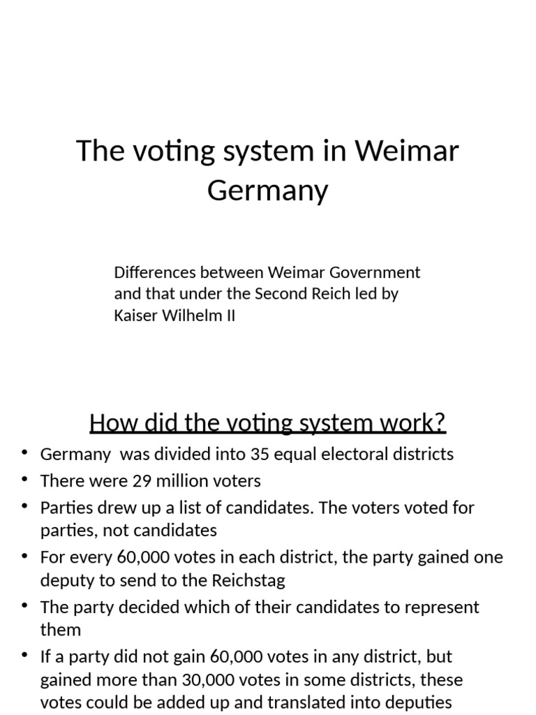 Voting System of Weimar Republic | PDF | Weimar Republic | Reichstag ...