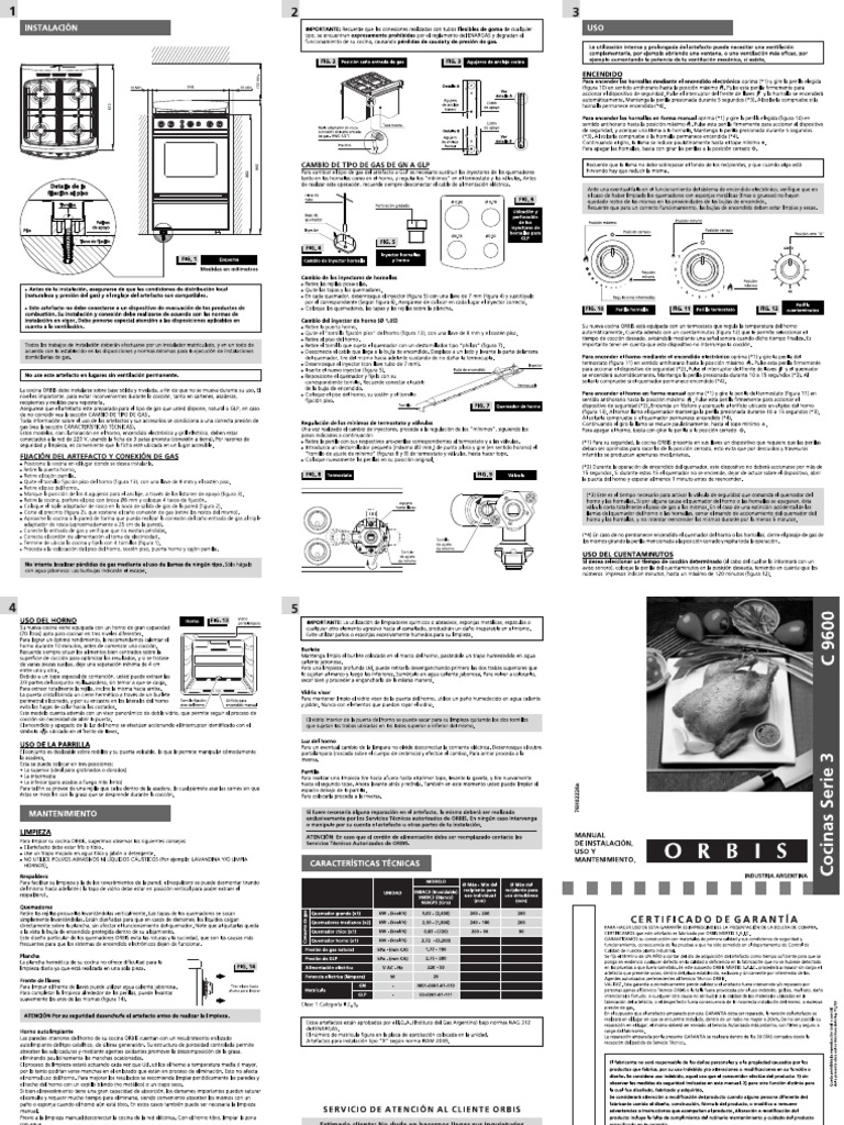 Manual Cocina Orbis - Serie 9600 | PDF
