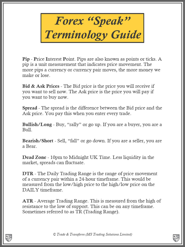 Forex Speak Terminology Guide | PDF