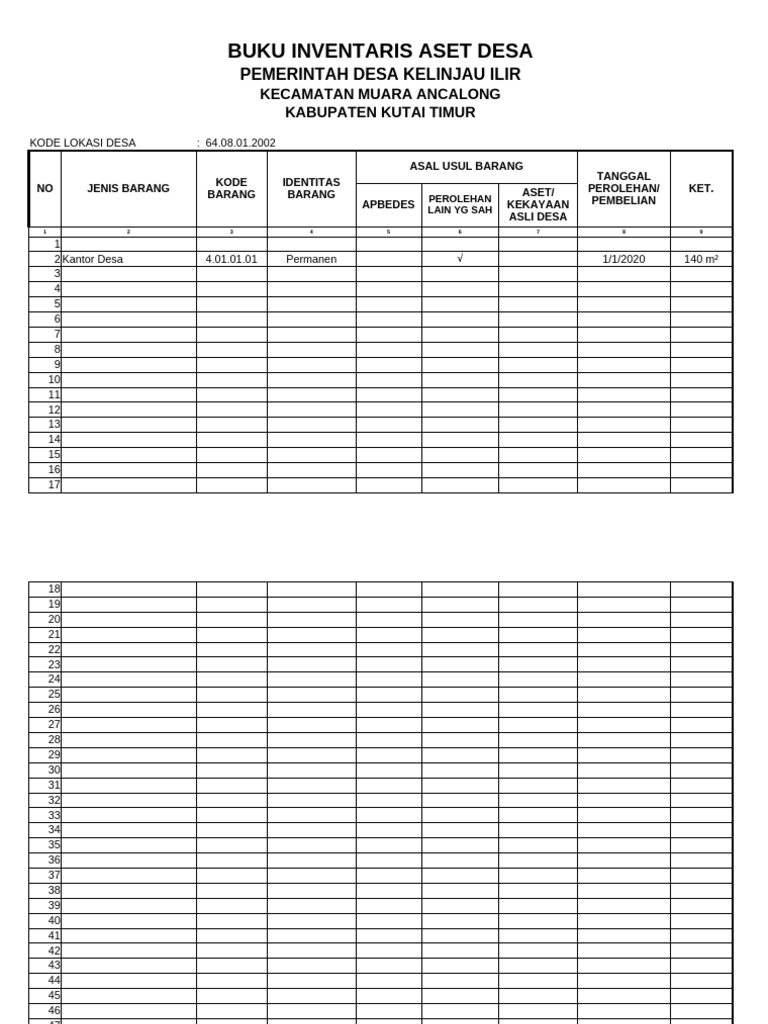 Buku Inventaris Barang | PDF