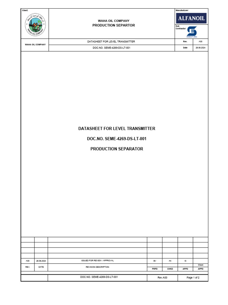 Datasheet for Level Trasmitter | PDF | Instrumentation | Electrical ...