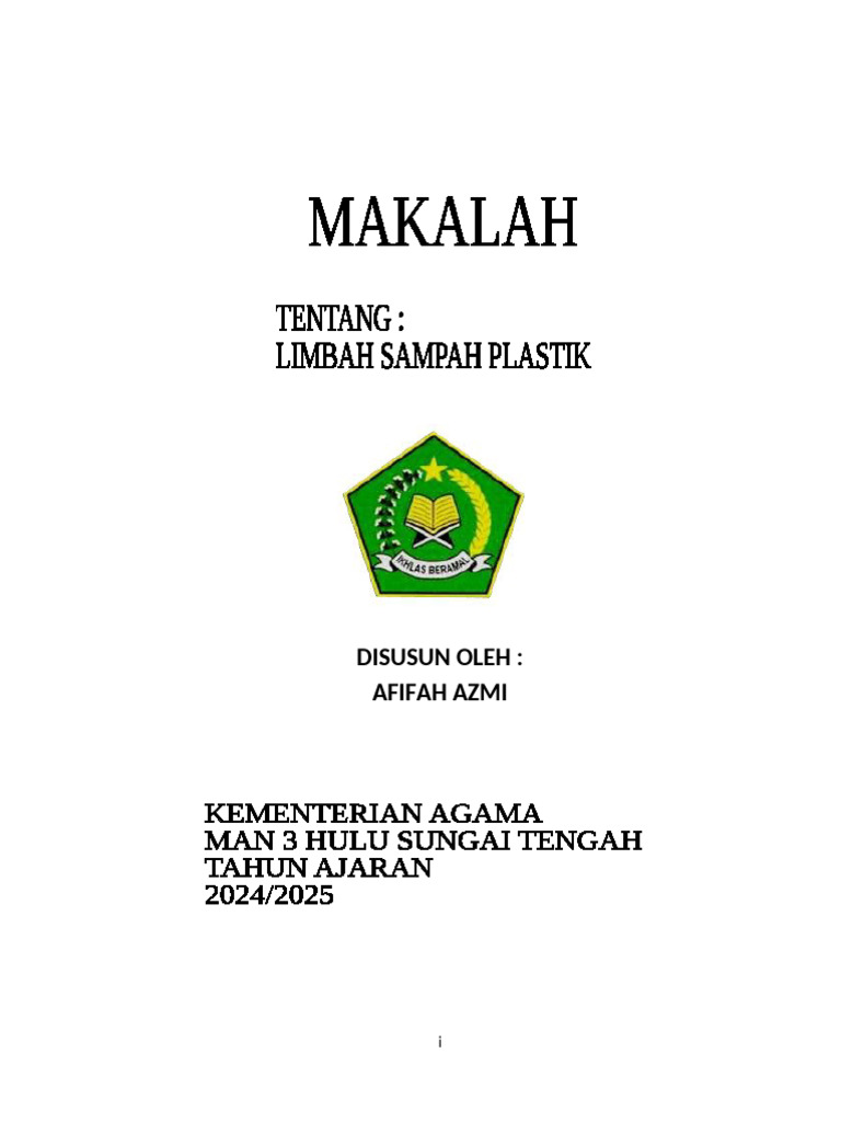 Makalah Limbah Sampah Plastik | PDF