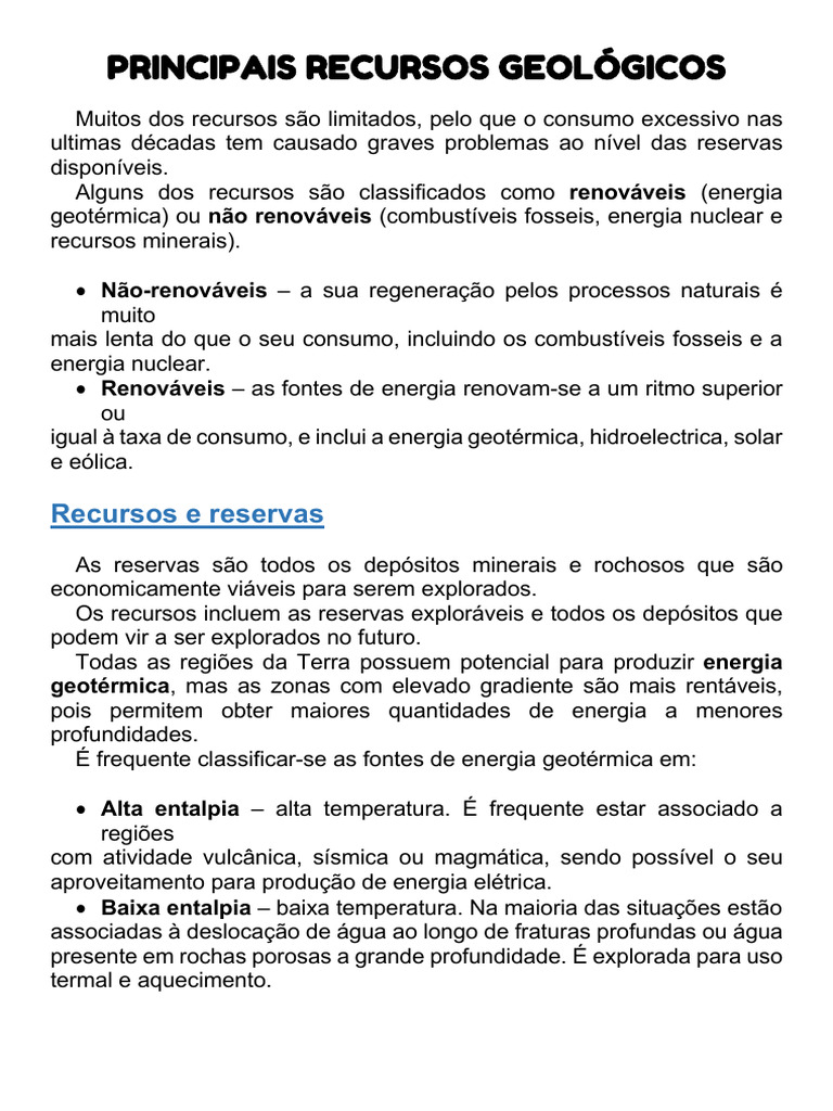 Principais Recursos Geológicos | PDF