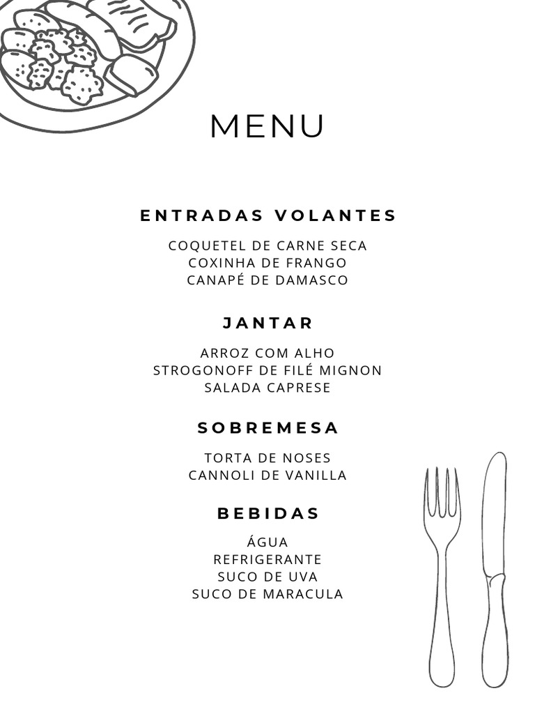 Cardápio Menu Dourado | PDF