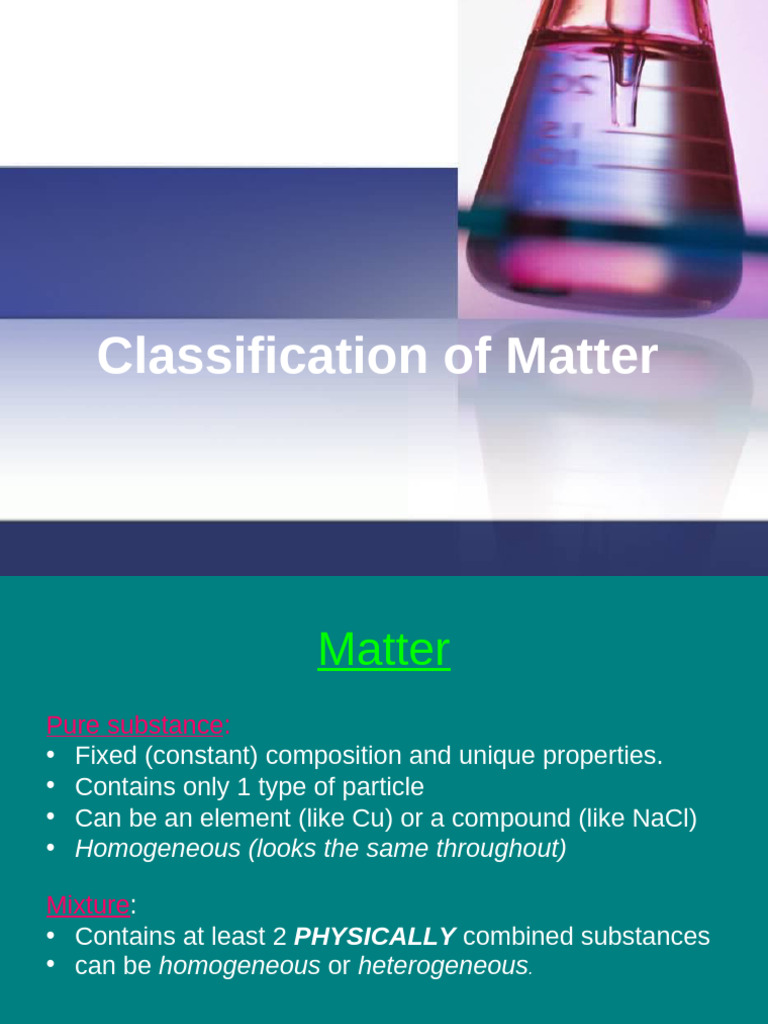 Classification of Matter | PDF | Mixture | Chemical Substances