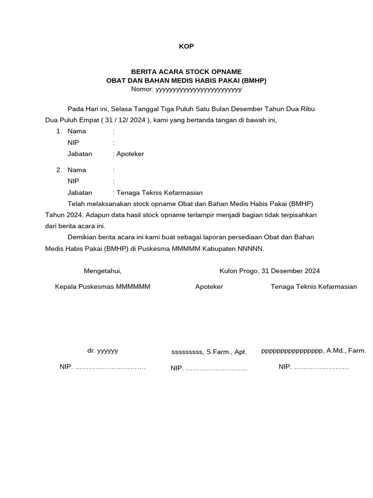 Berita Acara Stock Opname | PDF