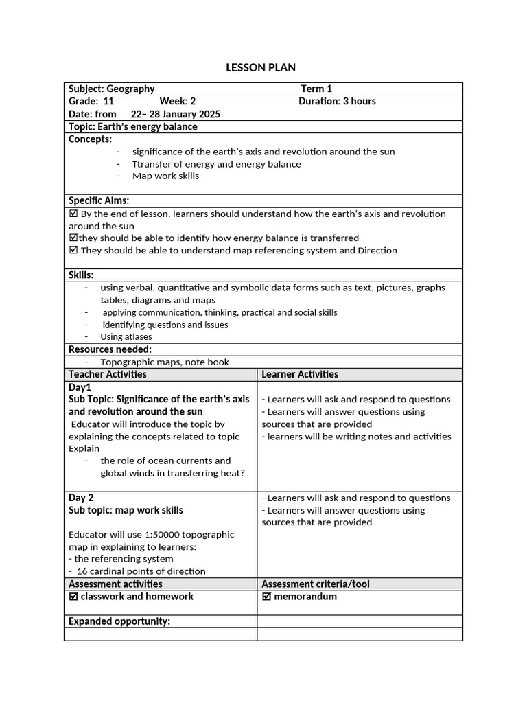 Earth's Energy Balance Lesson Plan | PDF | Oceans | Map