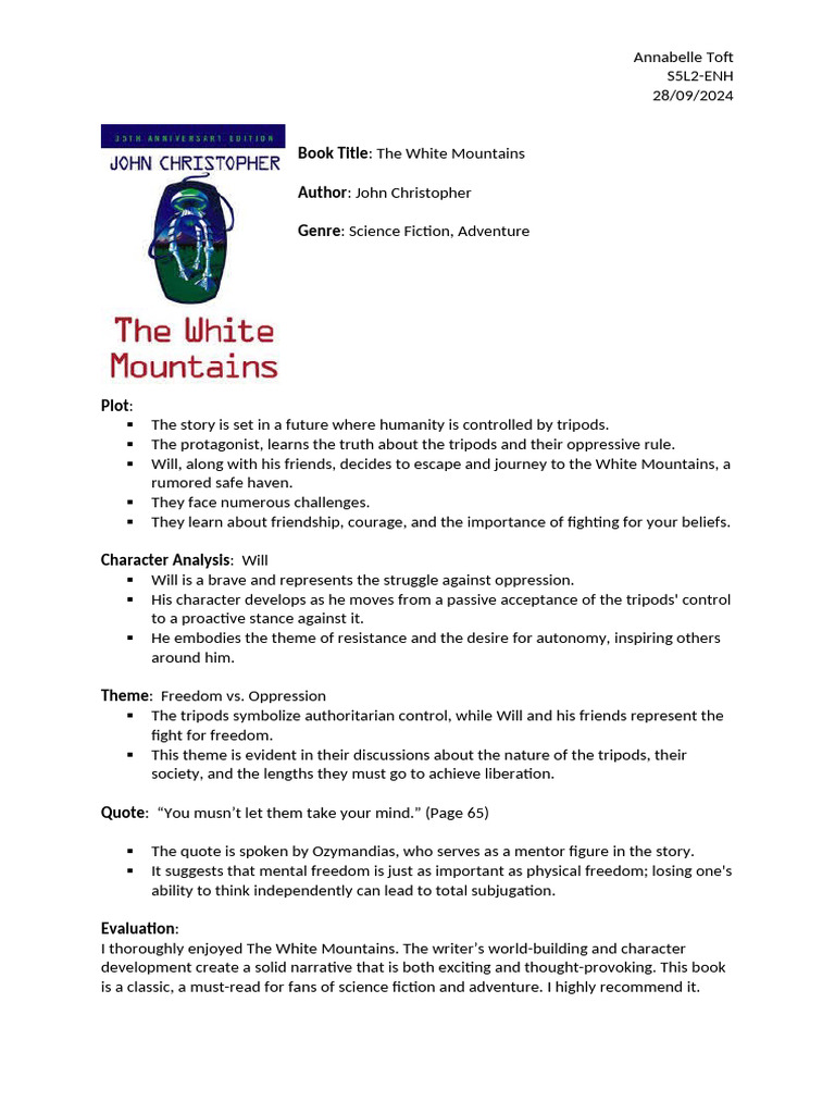 The White Mountains: A Fight for Freedom | PDF