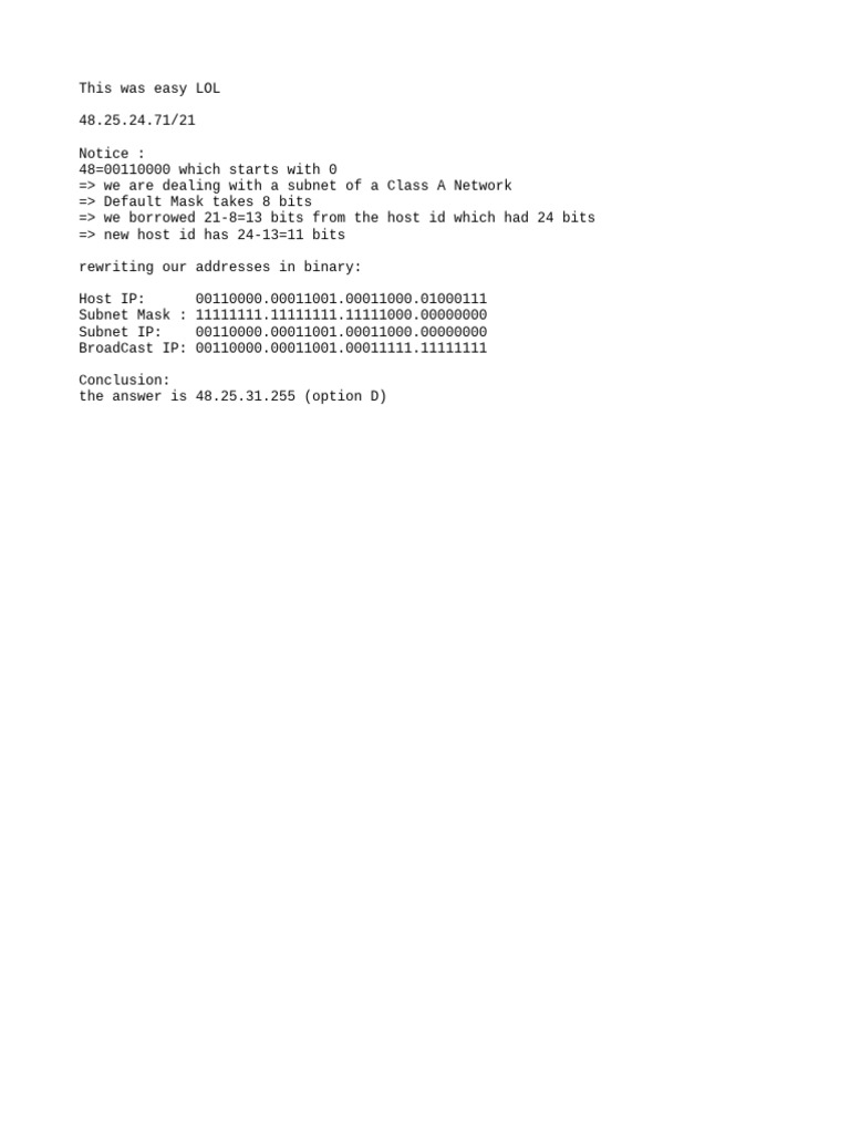 Network Chuck Subnet Challenge | PDF