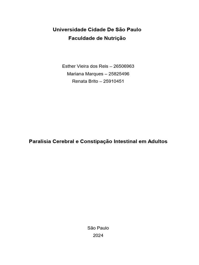 Tcc2 Completo Versão Final | PDF | Paralisia cerebral | Resfriado