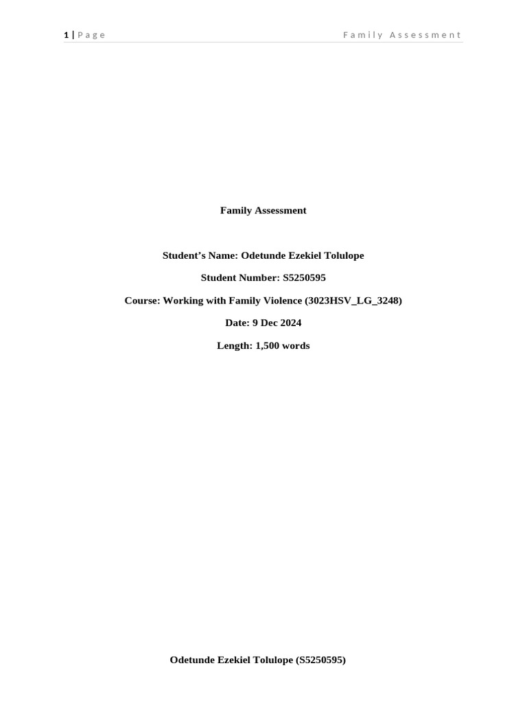 Family Assessment 1 | PDF | Intersectionality | Vulnerability
