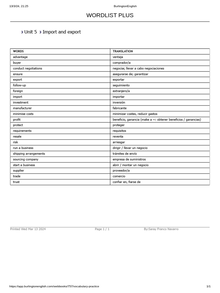 Import and Export Vocabulary Guide | PDF | International Business ...