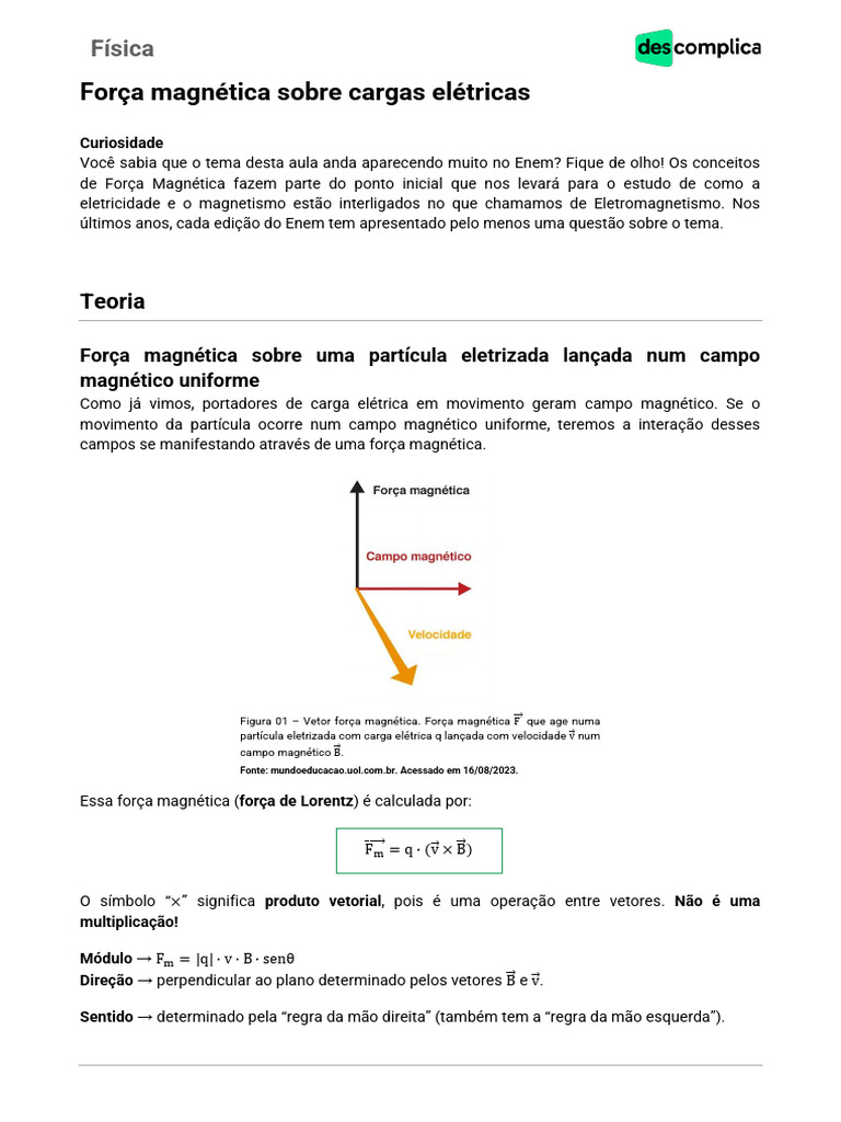 Vod Forca Magnetica em Cargas Eletricas f4c21 | PDF | Magnetismo ...