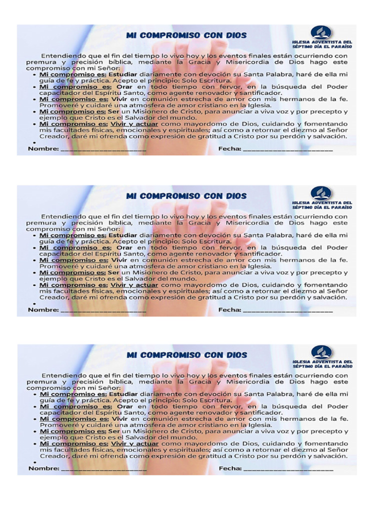 Mi Compromiso Con Dios - Paraiso 2024 | PDF