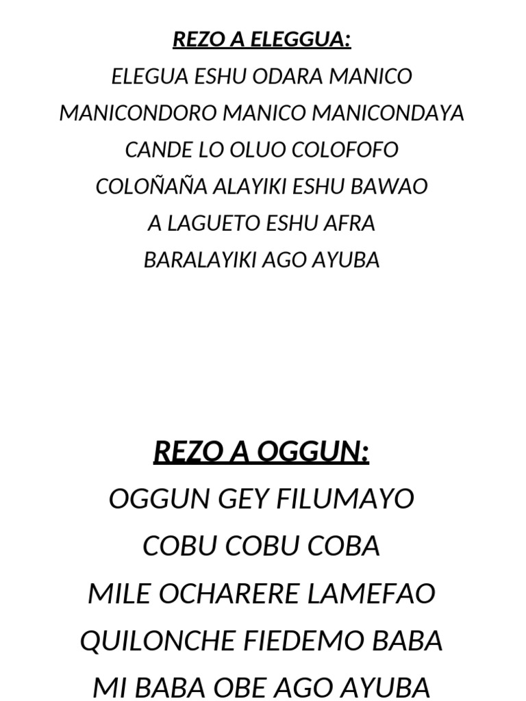 REZO A LOS ORICHAS | PDF