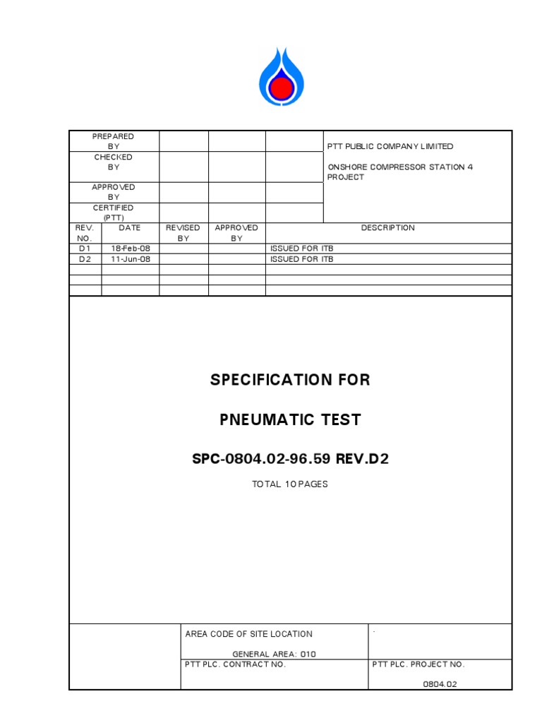 Pneumatic Test | PDF | Pipe (Fluid Conveyance) | Valve