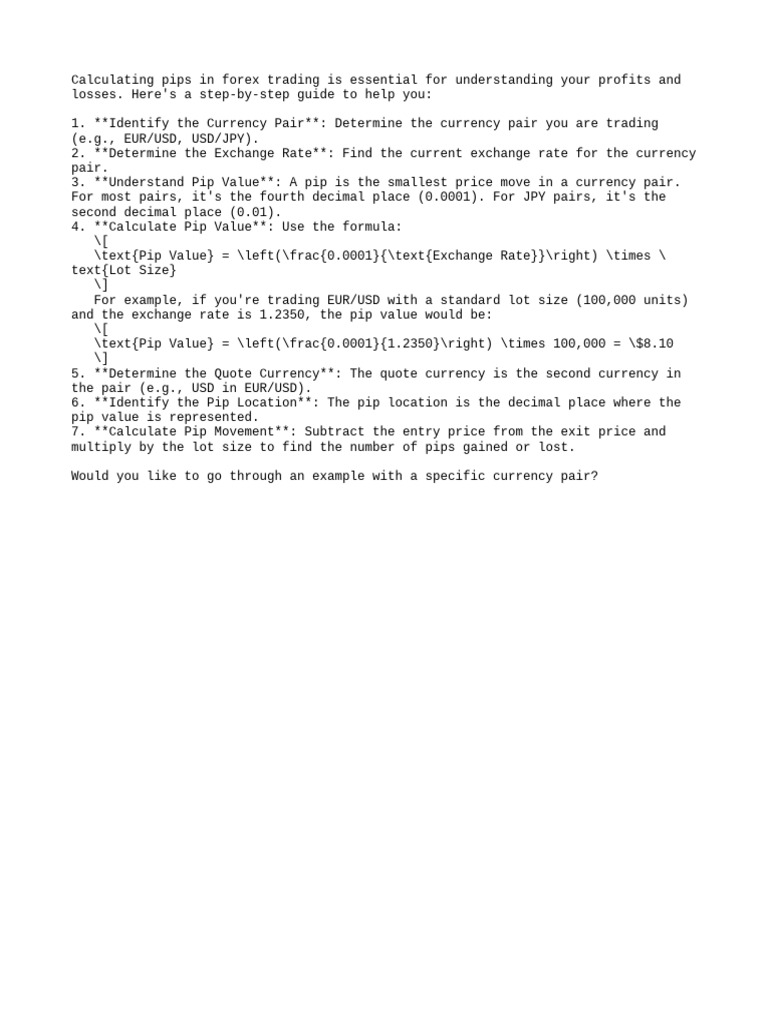 Calculating Pips in Forex Trading | PDF