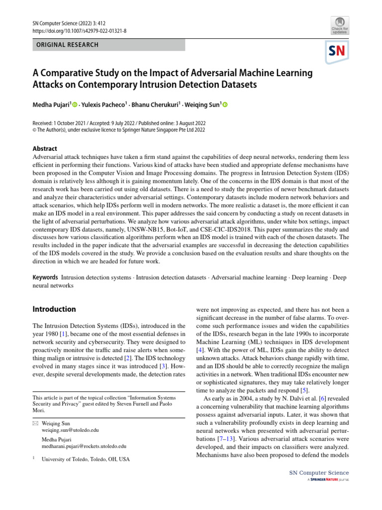 A Comparative Study on the Impact of Adversarial Machine Learning ... A Comparative Study on the Impact of Adversarial Machine Learning ...