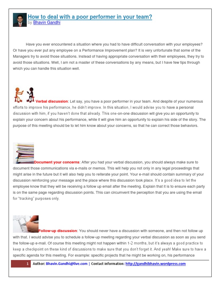 How To Deal With A Poor Performer in Your Team | PDF | Email | Conversation