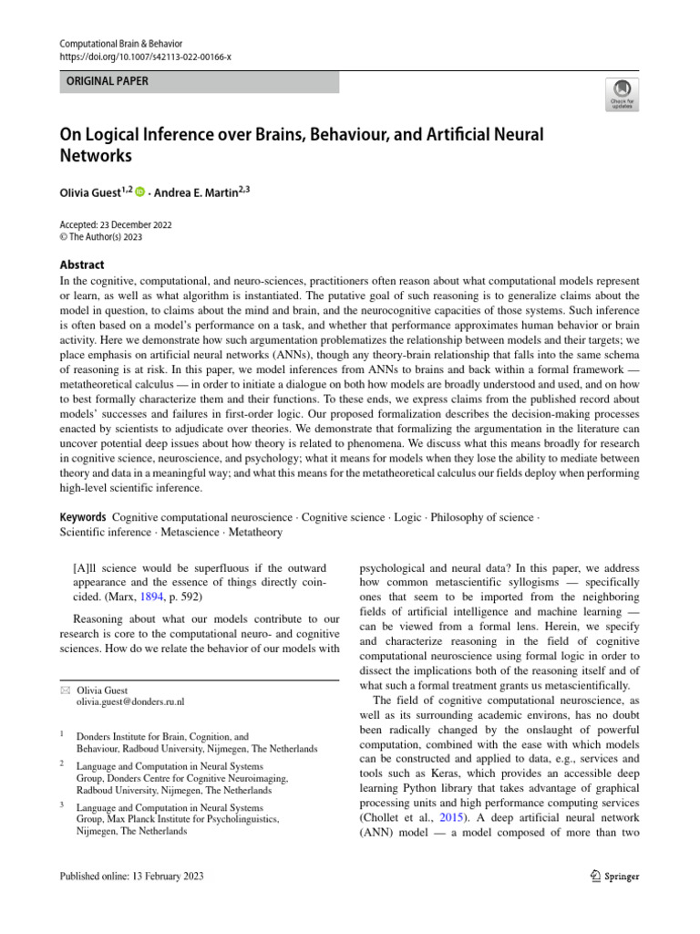 On Logical Inference Over Brains, Behaviour, And Artificial Neural ... On Logical Inference Over Brains, Behaviour, And Artificial Neural ...