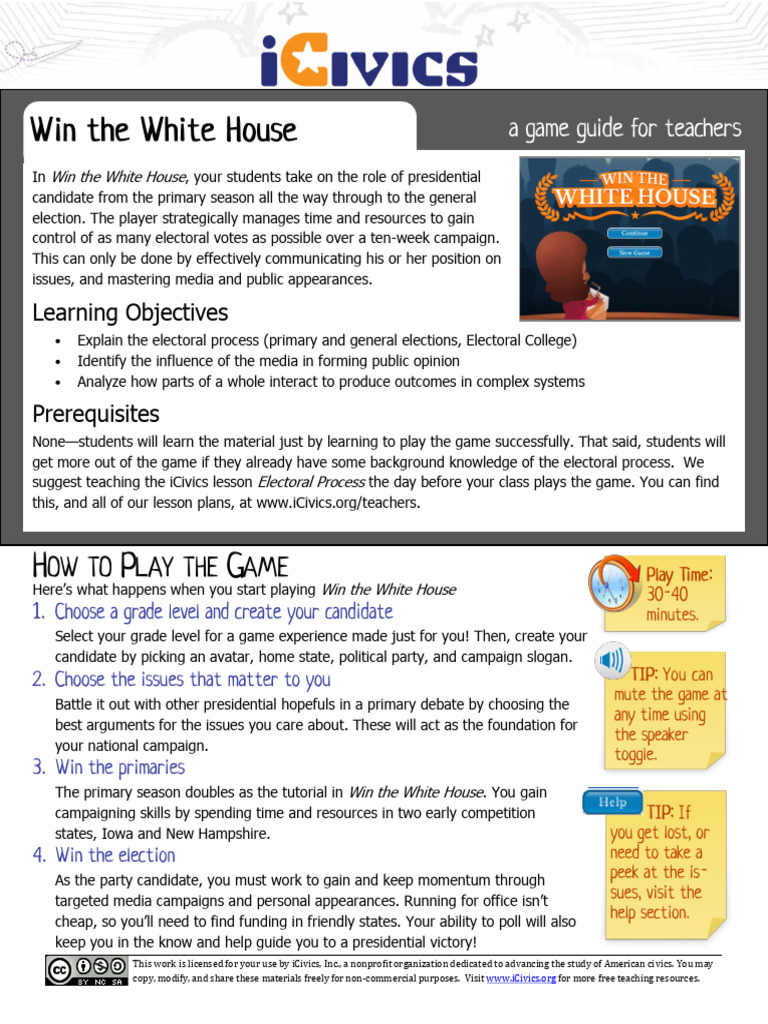 Win the White House Game Guide | PDF | Taxes | Elections