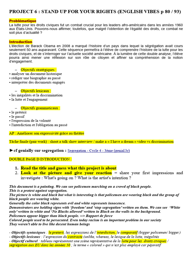 Trame Project 6 Stand Up For Your Rights | PDF