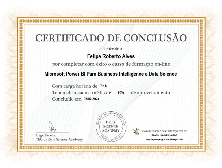 Certificado de Conclus o Microsoft Power BI 1707077308 | PDF