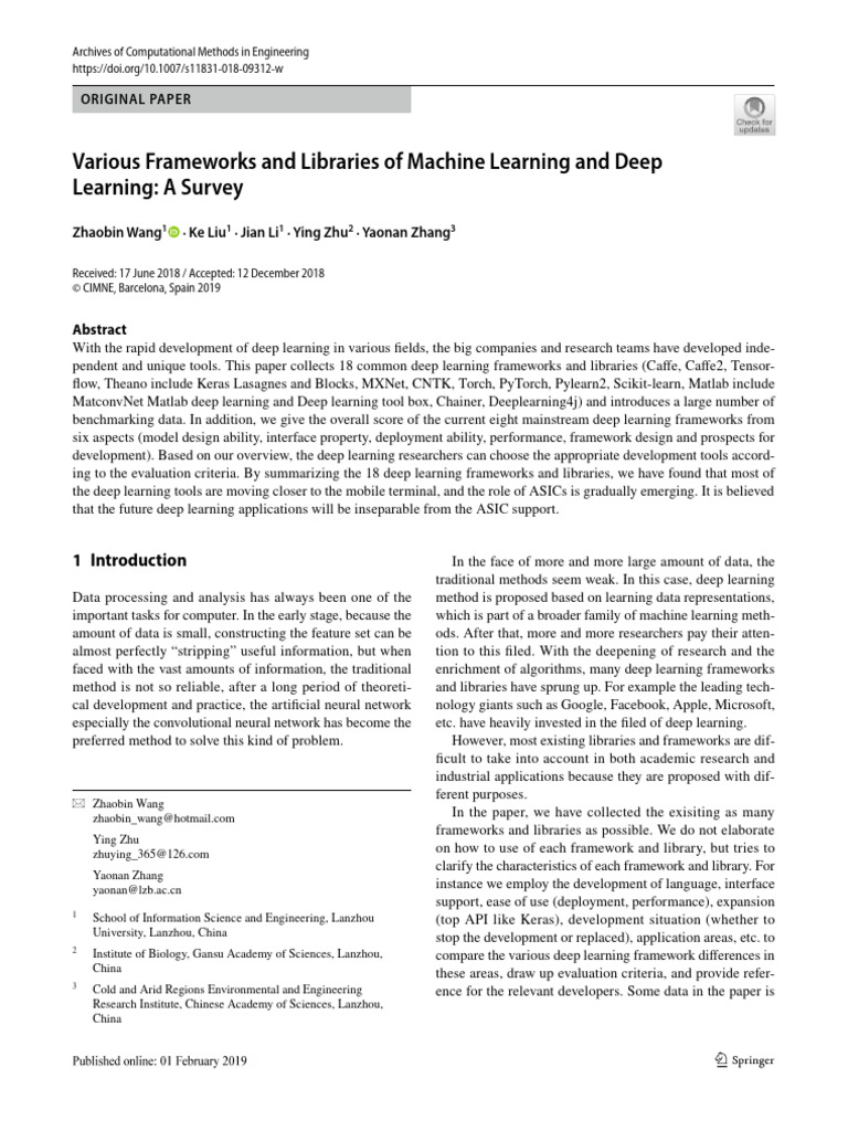 Various Frameworks and Libraries of Machine Learning and Deep Learning ...