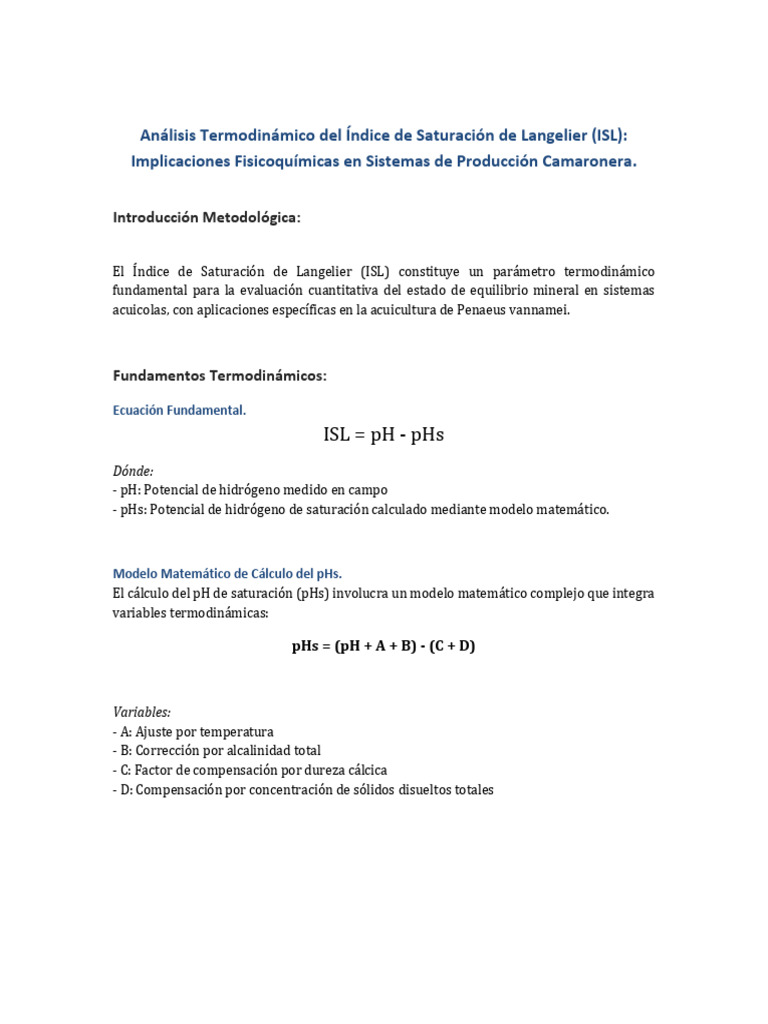 Analisis Detallado Del ISL | PDF | Ph | Equilibrio químico