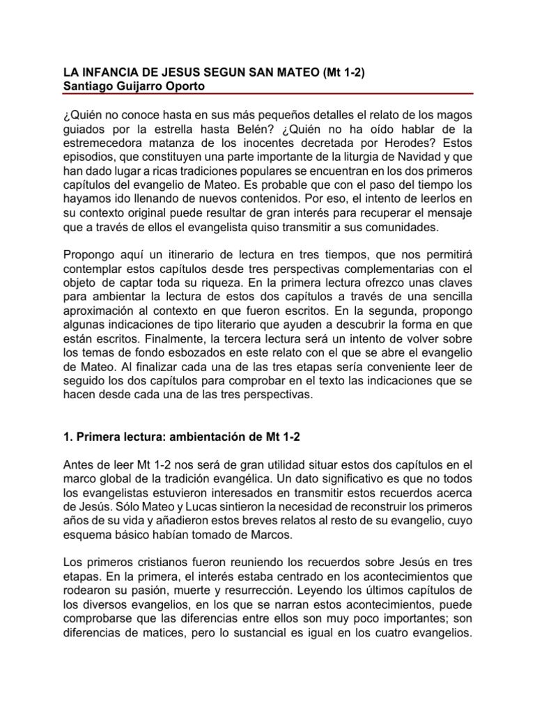 06 La Infancia de Jesus Segun San Mateo | PDF | Jesús | Evangelio de Mateo