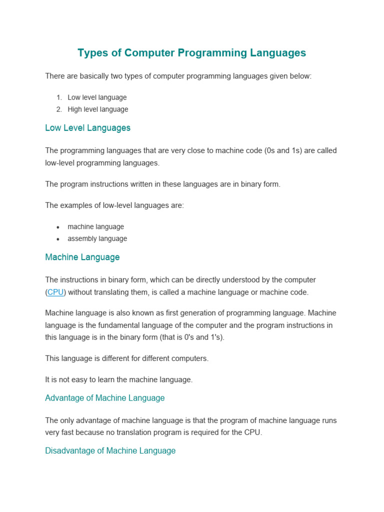 8. Computer Programming Languages | PDF | Programming | Computer Program 8. Computer Programming Languages | PDF | Programming | Computer Program
