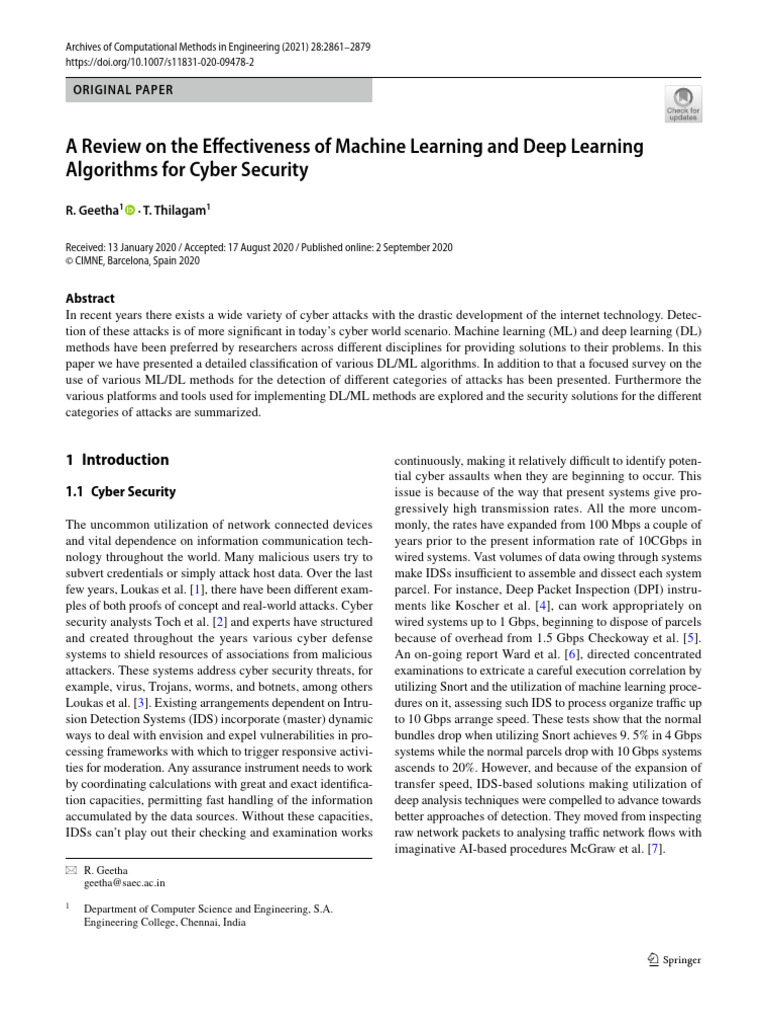 Machine Learning in Cyber Security Review | PDF | Artificial Neural ...
