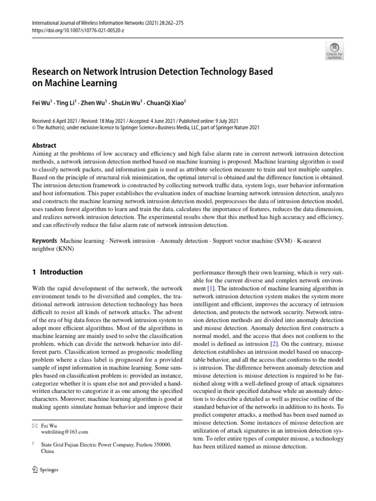 Research On Network Intrusion Detection Technology Based On Machine Learning | PDF | Mean ...