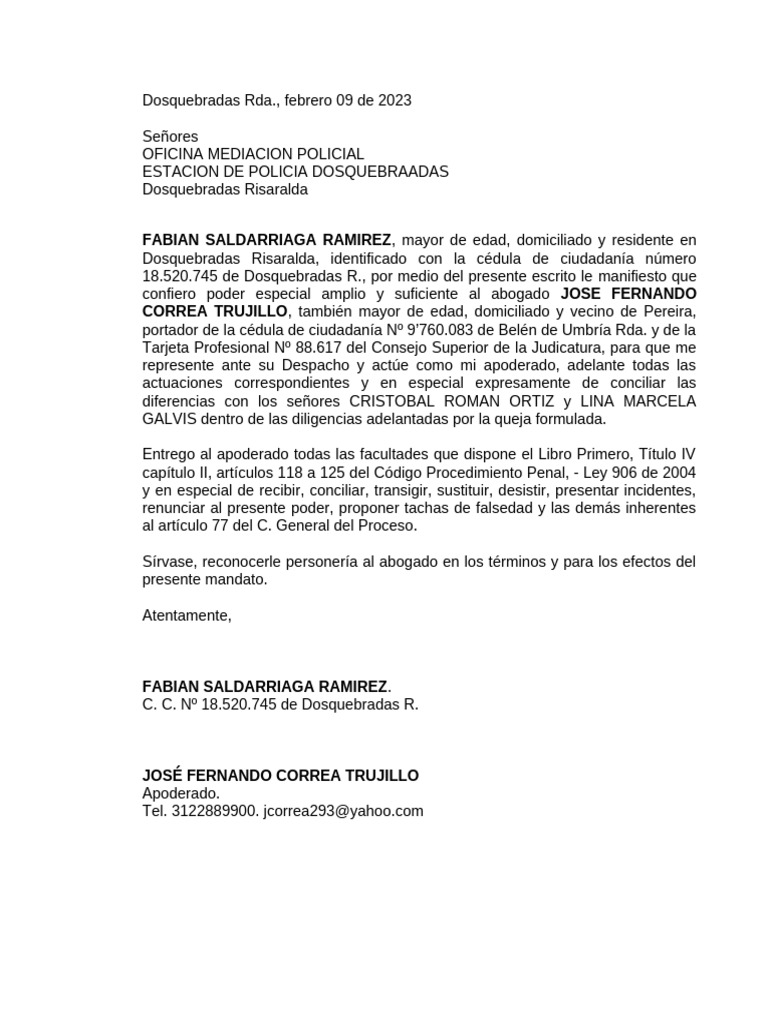 Poder Fabian Ramirez Saldarriaga | PDF