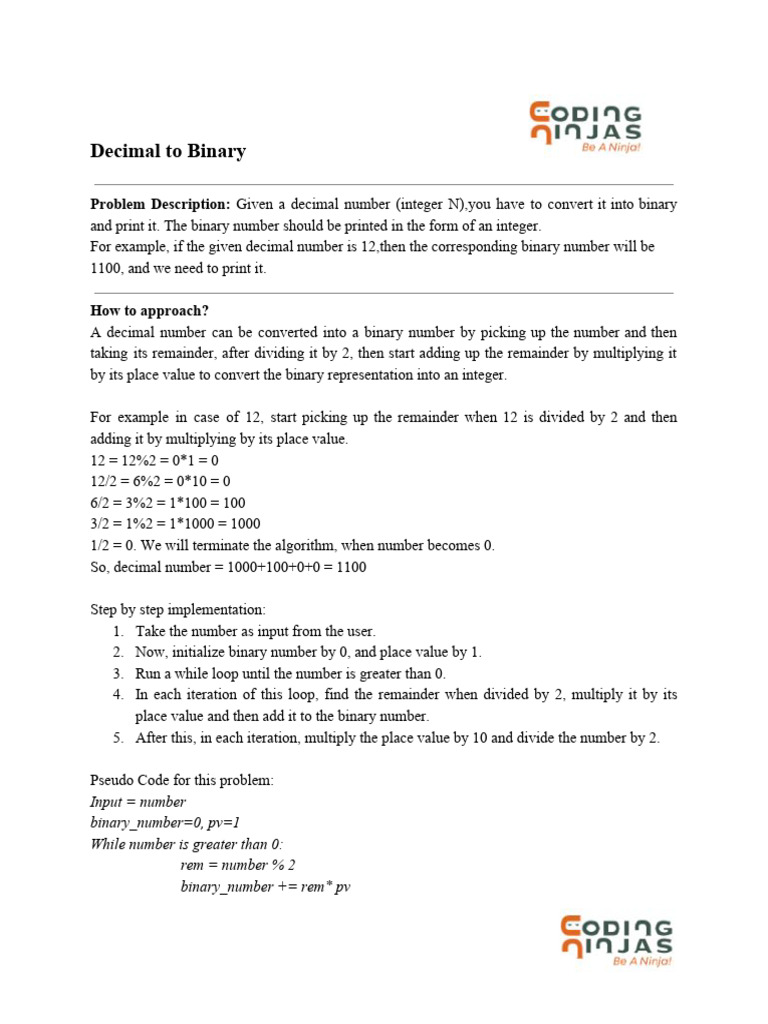 Q3. Decimal to Binary | PDF