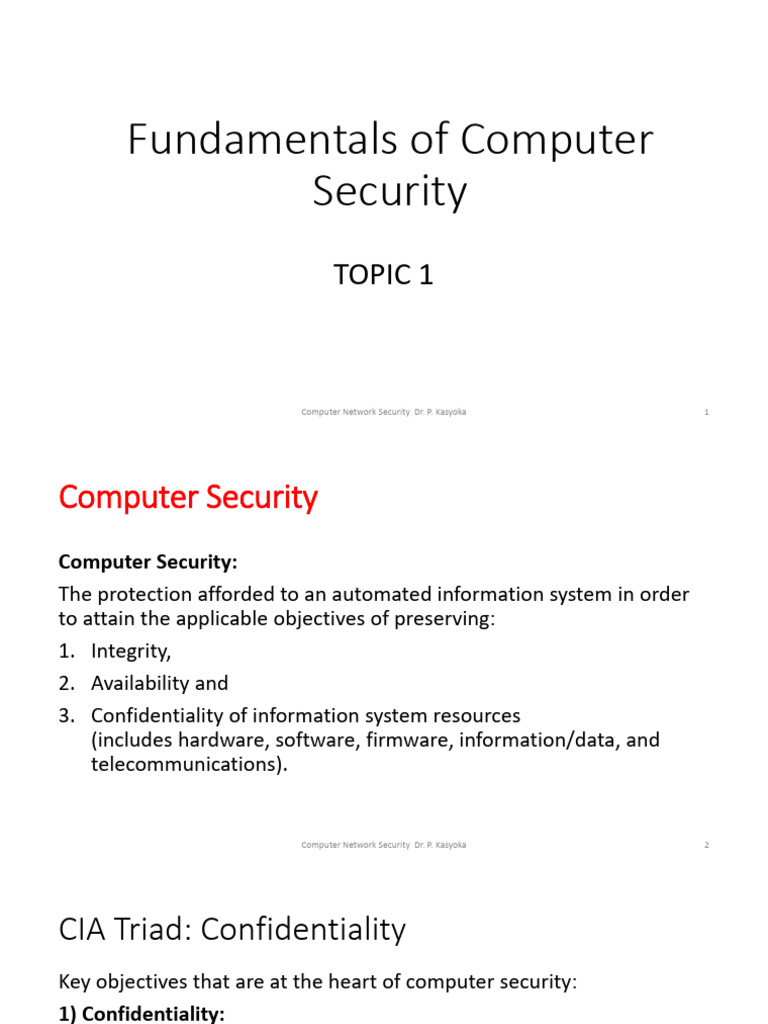 Topic 1 - 2 Fundamentals of Computer Security - Symmetric | PDF ...
