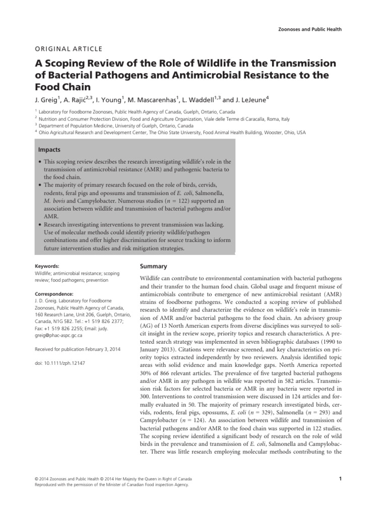 A Scoping Review of The Role of Wildlife in The Transmission of ...