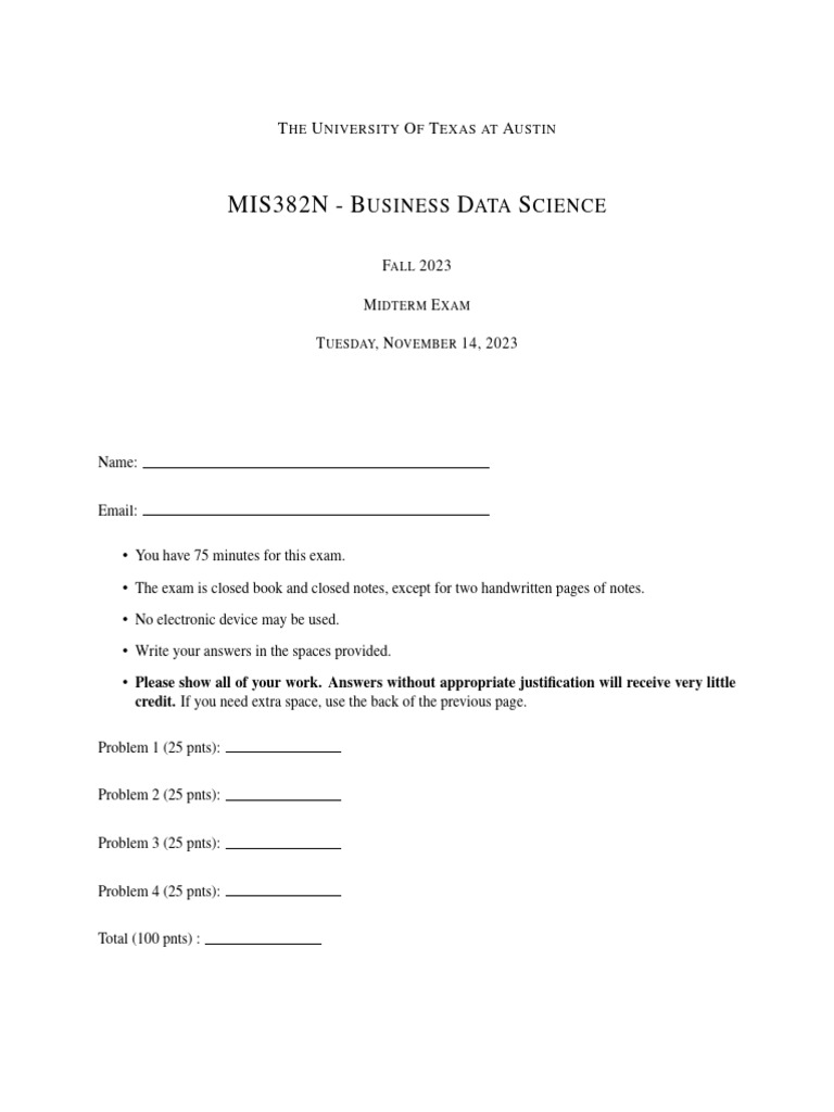 Midterm 2023 Fall | PDF | Statistical Theory | Algorithms