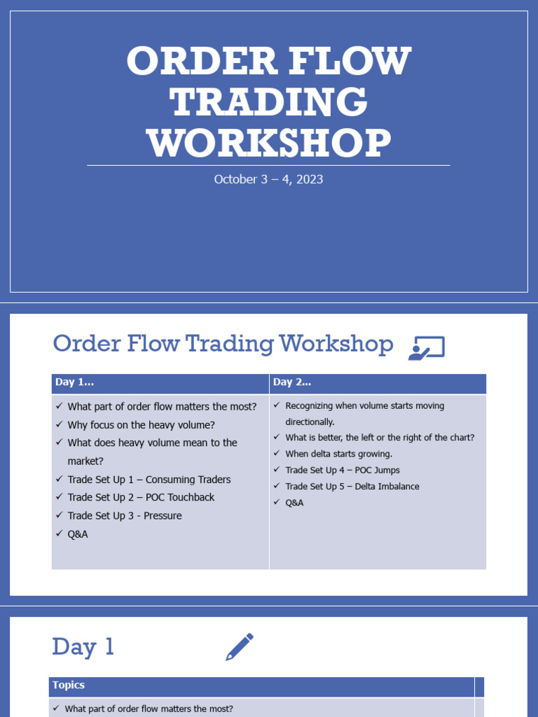 Order Flow Trading Workshop Insights | PDF | Market (Economics) | Prices