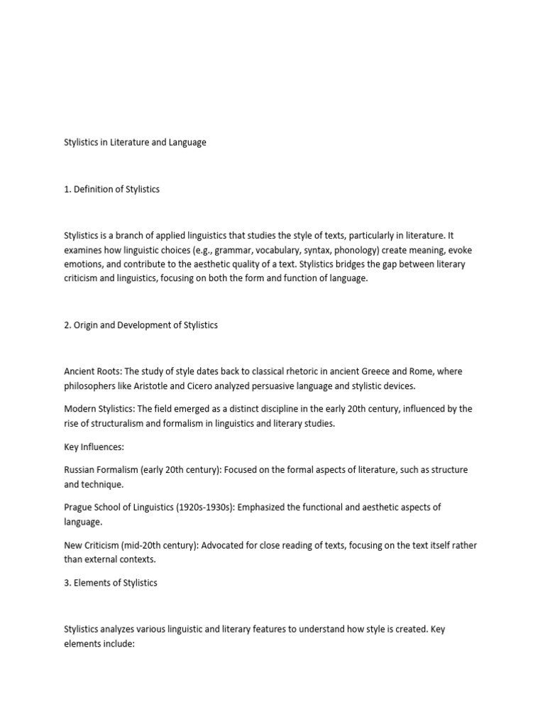 Understanding Stylistics in Literature | PDF | Linguistics | Rhetoric
