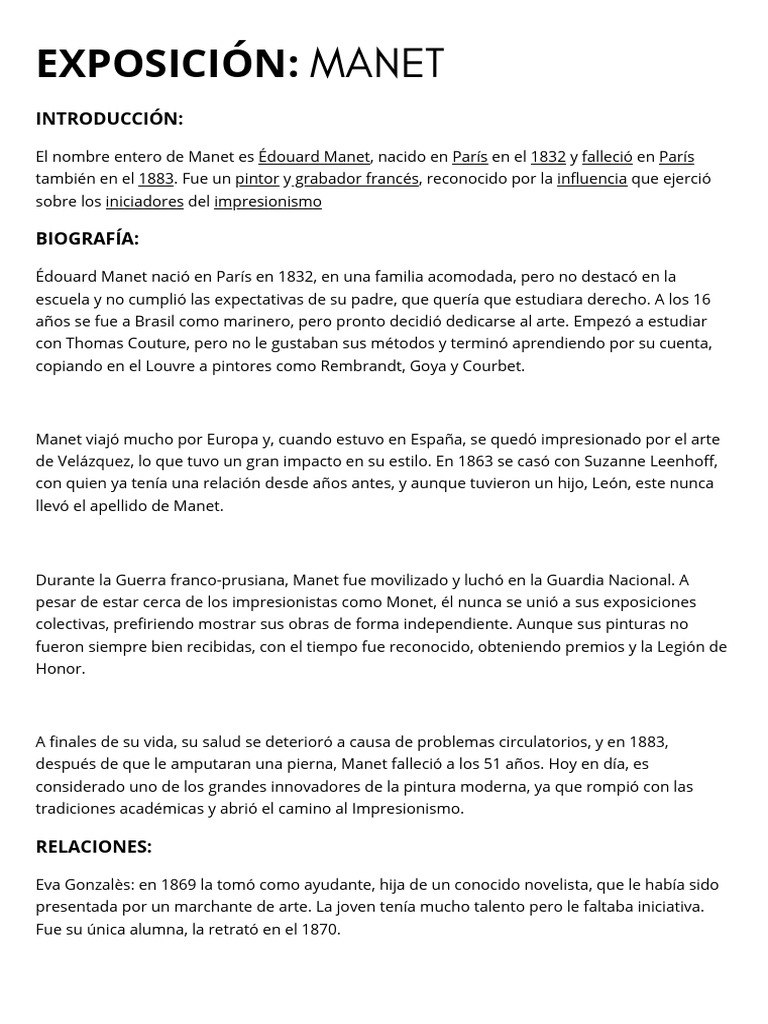 Exposición Manet | PDF | Édouard Manet | Impresionismo