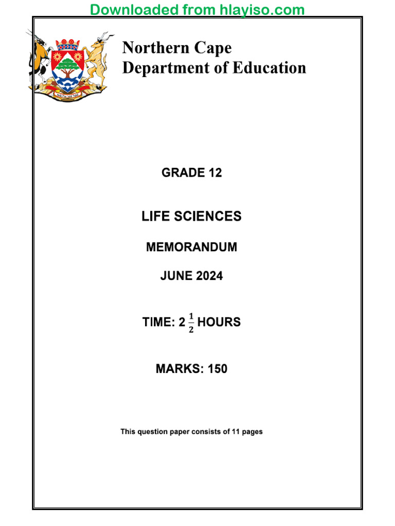 Life Sciences MEMO May June 2024 Northern Cape | PDF
