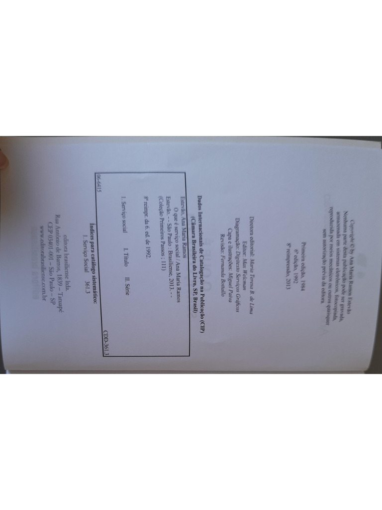 Livro O Que é Serviço Social Ana Maria Estevão | PDF